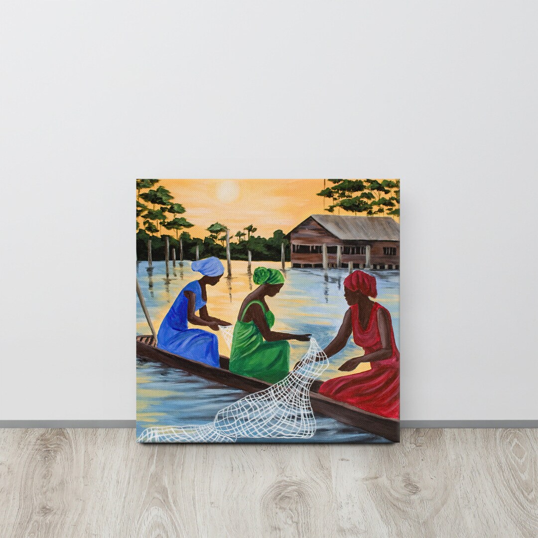 Gullah Original Acrylic Painting low Country Casst Nets African ... Gullah Original Acrylic Painting low Country Casst Nets African ...