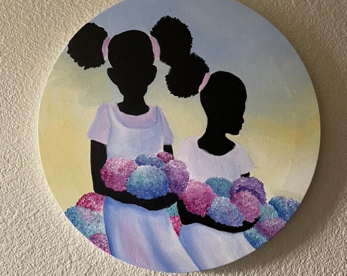 African American Art Original Painting “hydrangea” Black Folk Art, Kids ...
