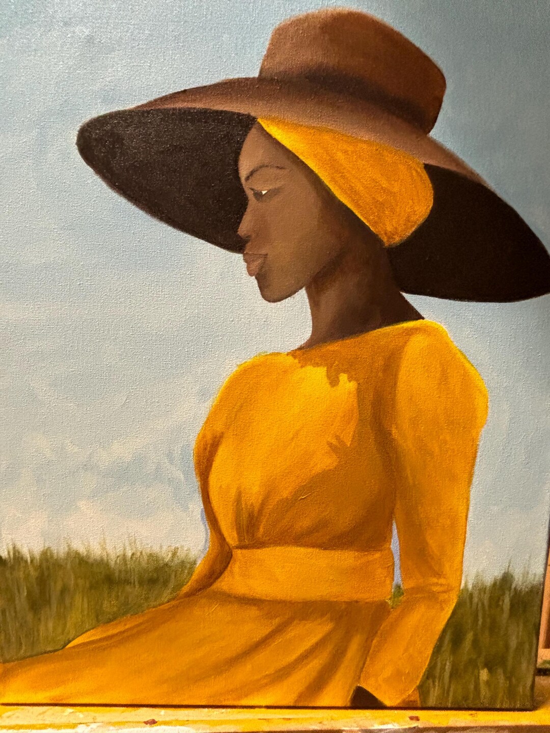Gullah Art Original Acrylic Painting yellow Dress African American Art ...
