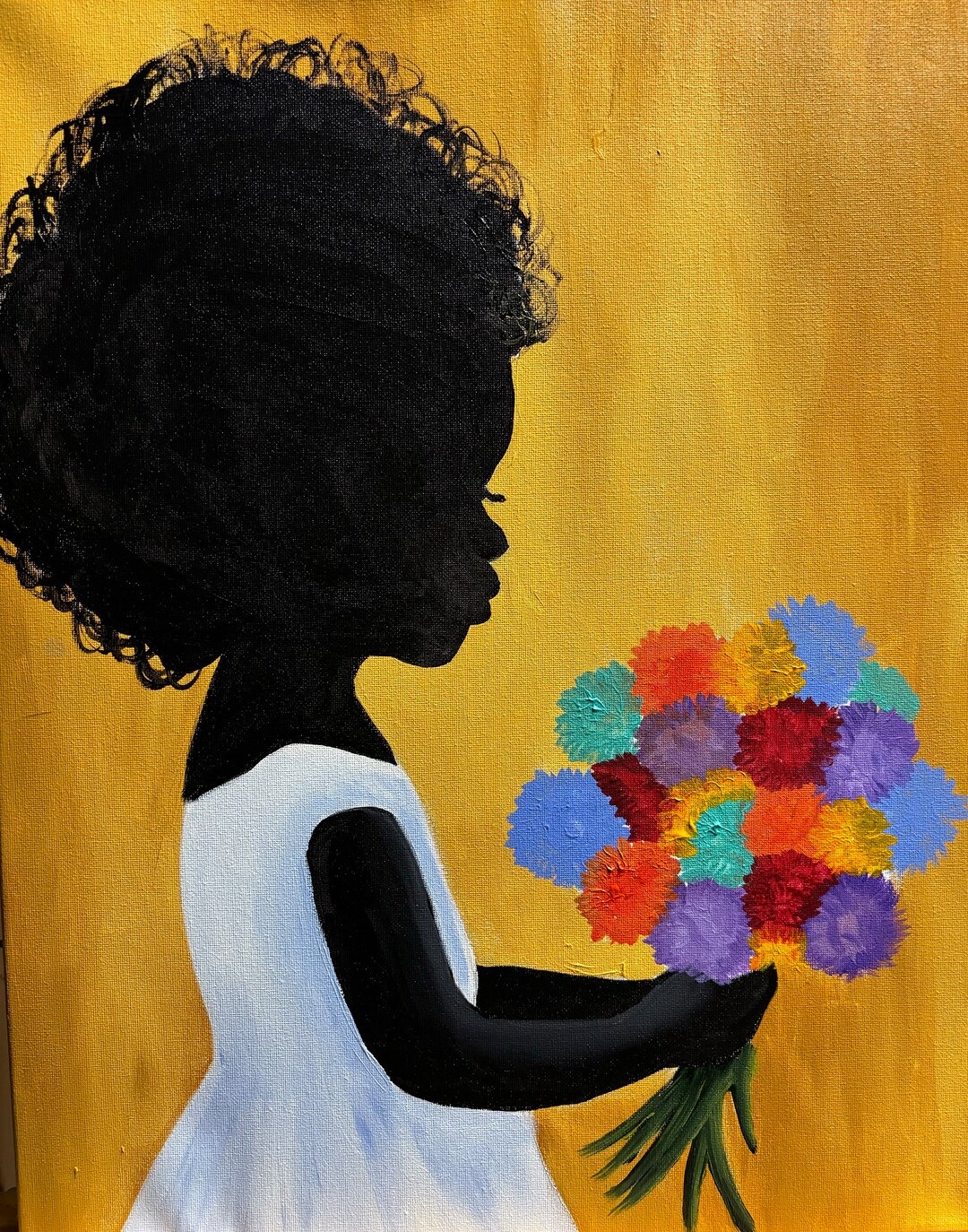African American Girl Hair Series flowers for You Gullah Art, Black ...