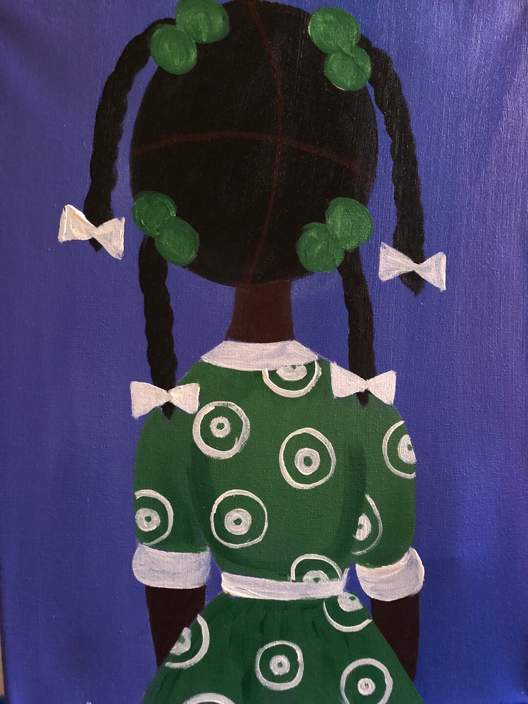 African American Girl Hair Series chartreuse Gullah Art - Etsy
