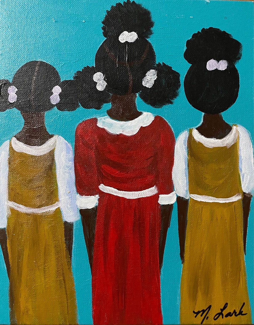 African American Girl Hair Series Gullah Art, Black Folk Art, Kids Art ...
