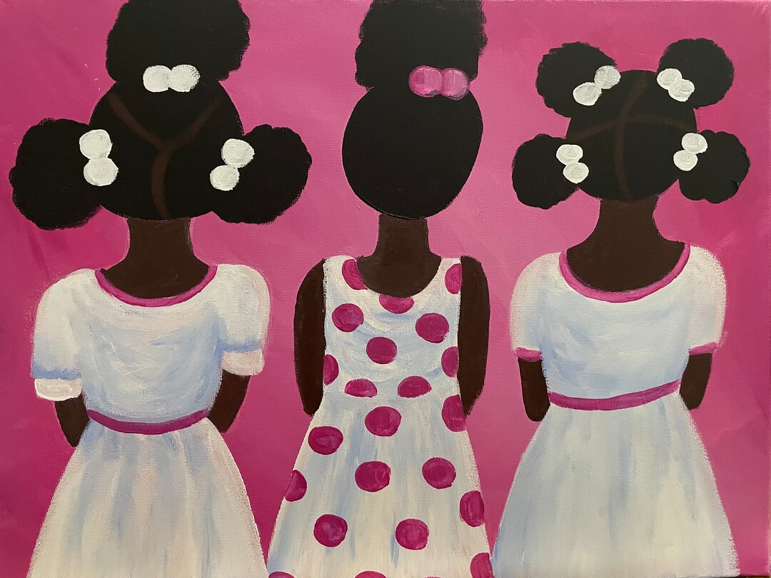 African American Girl Hair Series “bubblegum Gals” Gullah Art, Black ...