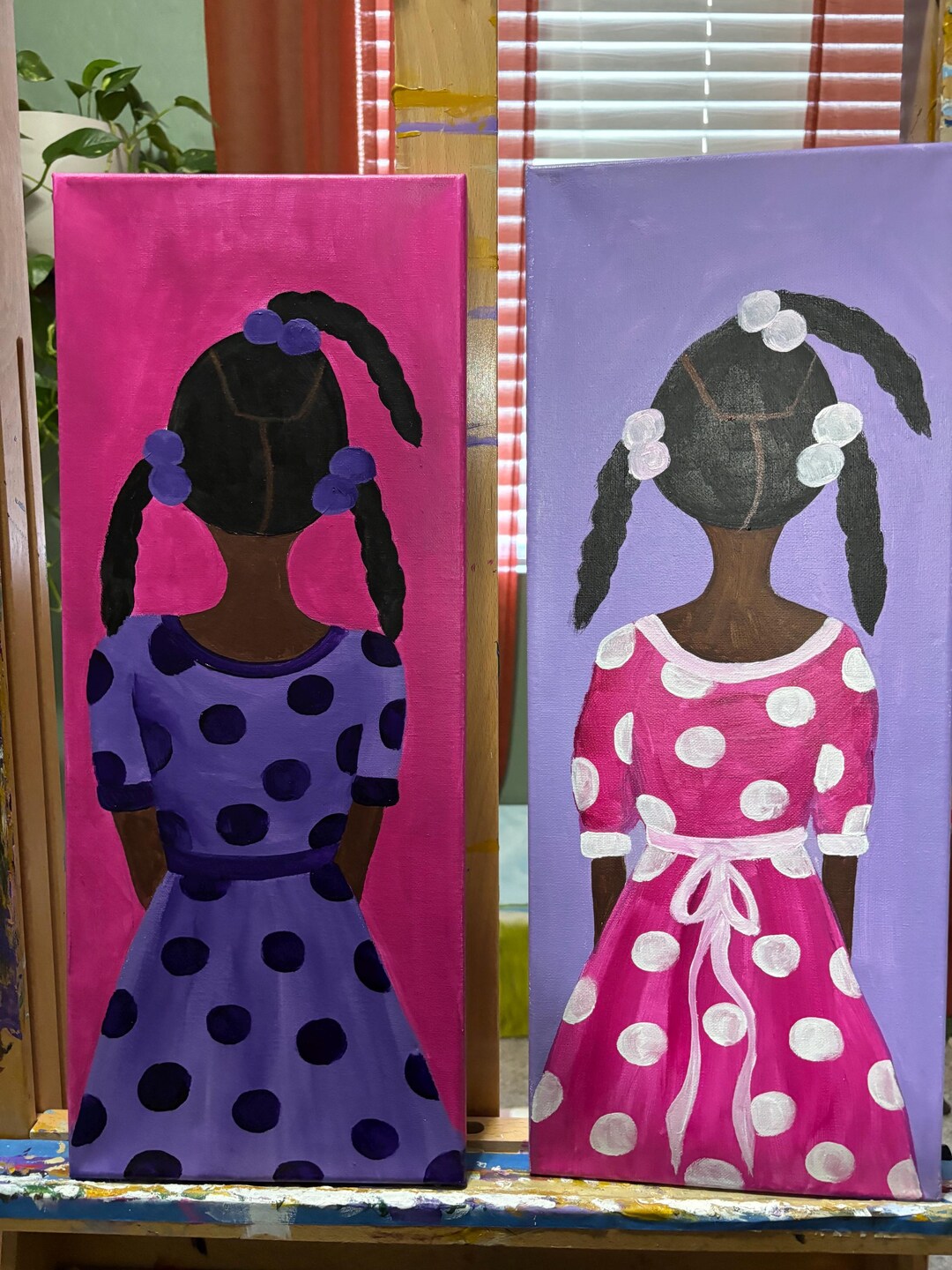 African American Girl Hair Series “the Twins” Gullah Art, Black Folk ...