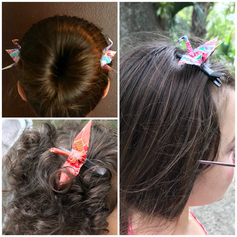 Origami Crane Hair Clip: Japanese Washi Paper Hair Accessory - Etsy