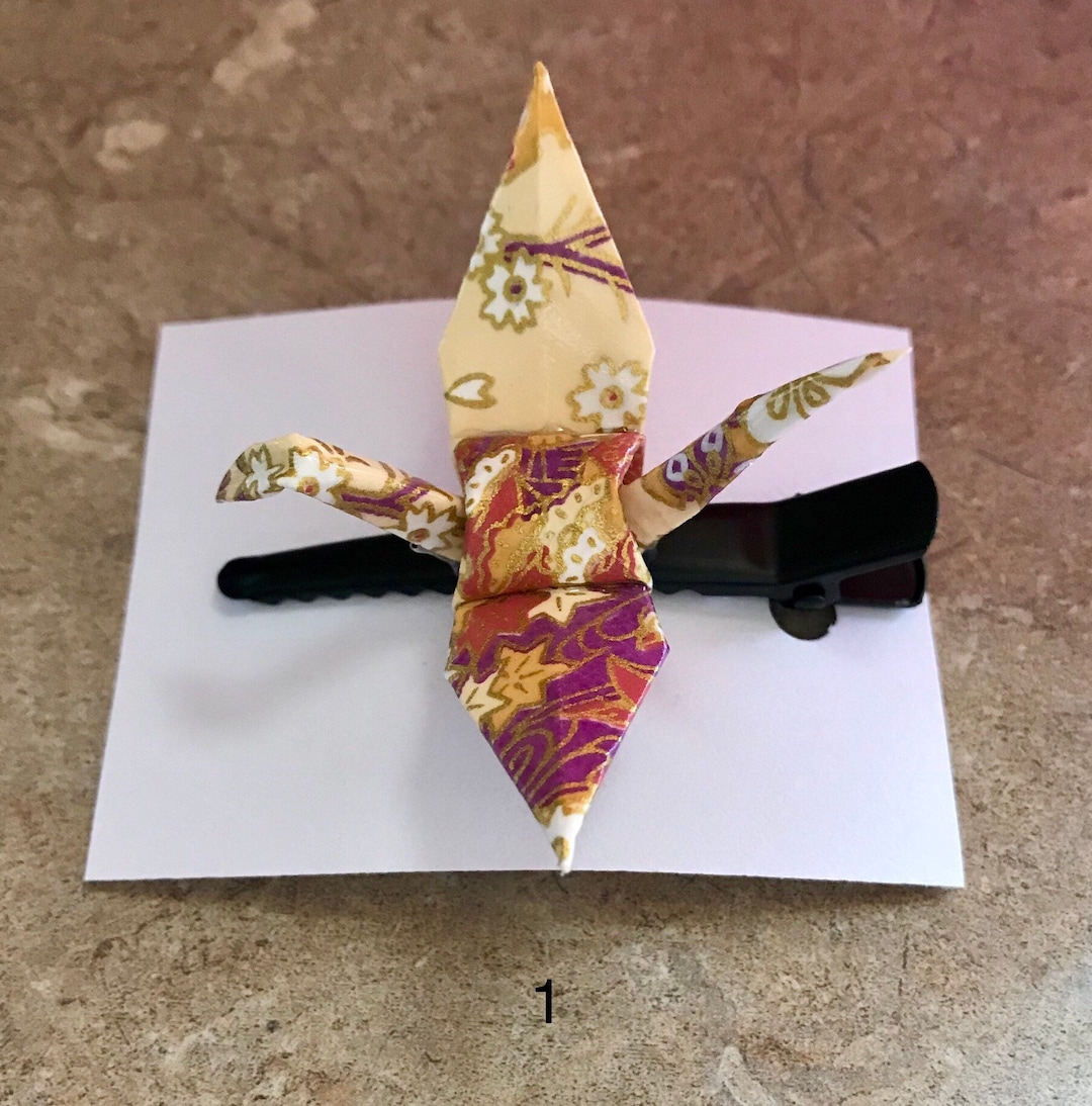Origami Crane Hair Clip: Japanese Washi Paper Hair Accessory - Etsy