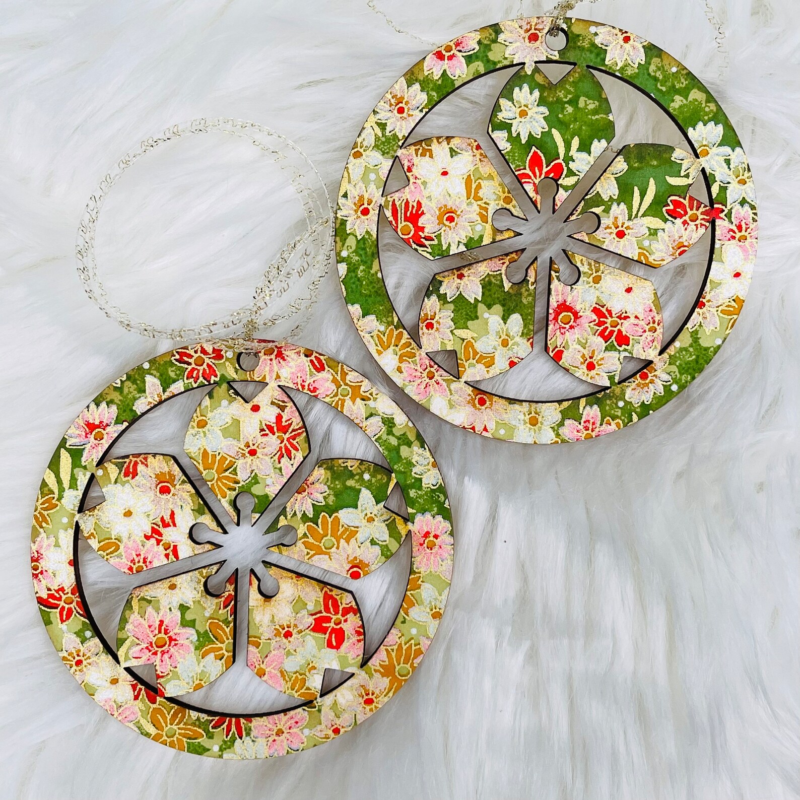 Japanese Style Yuzen Chiyogami Washi Wood Christmas Ornament - Etsy