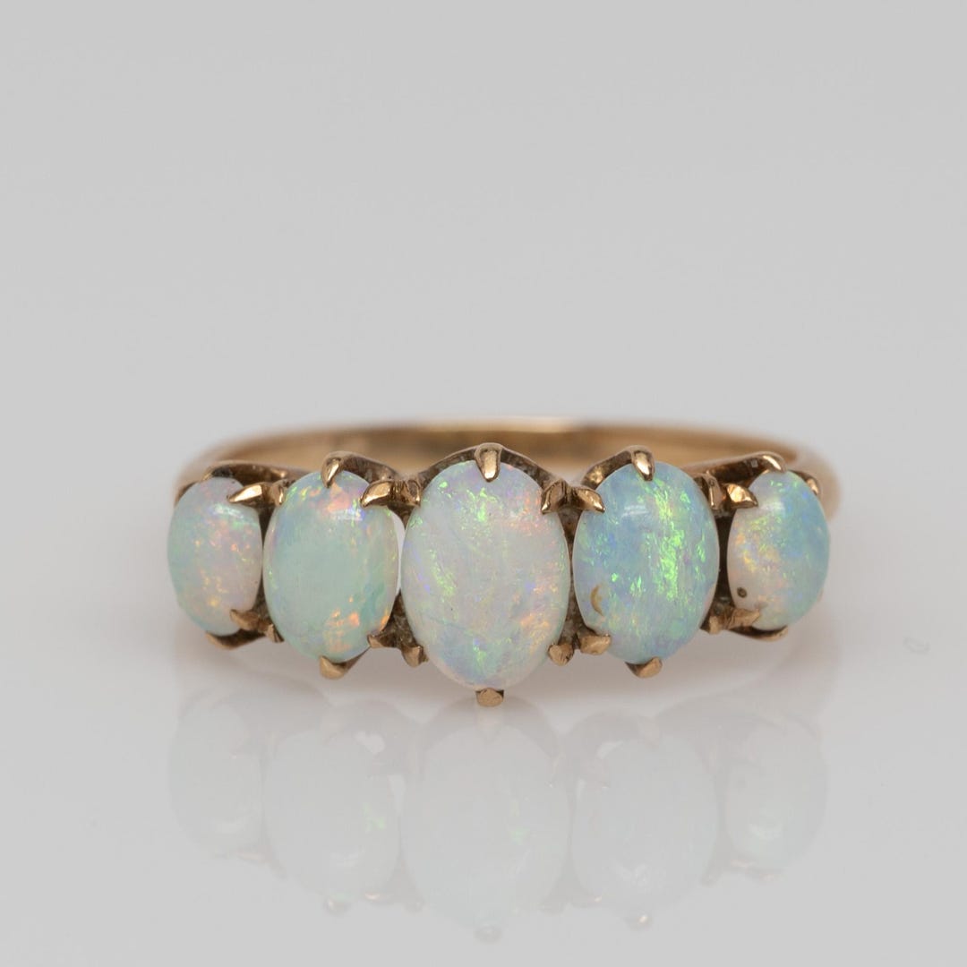Victorian Opal 5 Stone Ring With Talon Prongs in Yellow Gold - Etsy