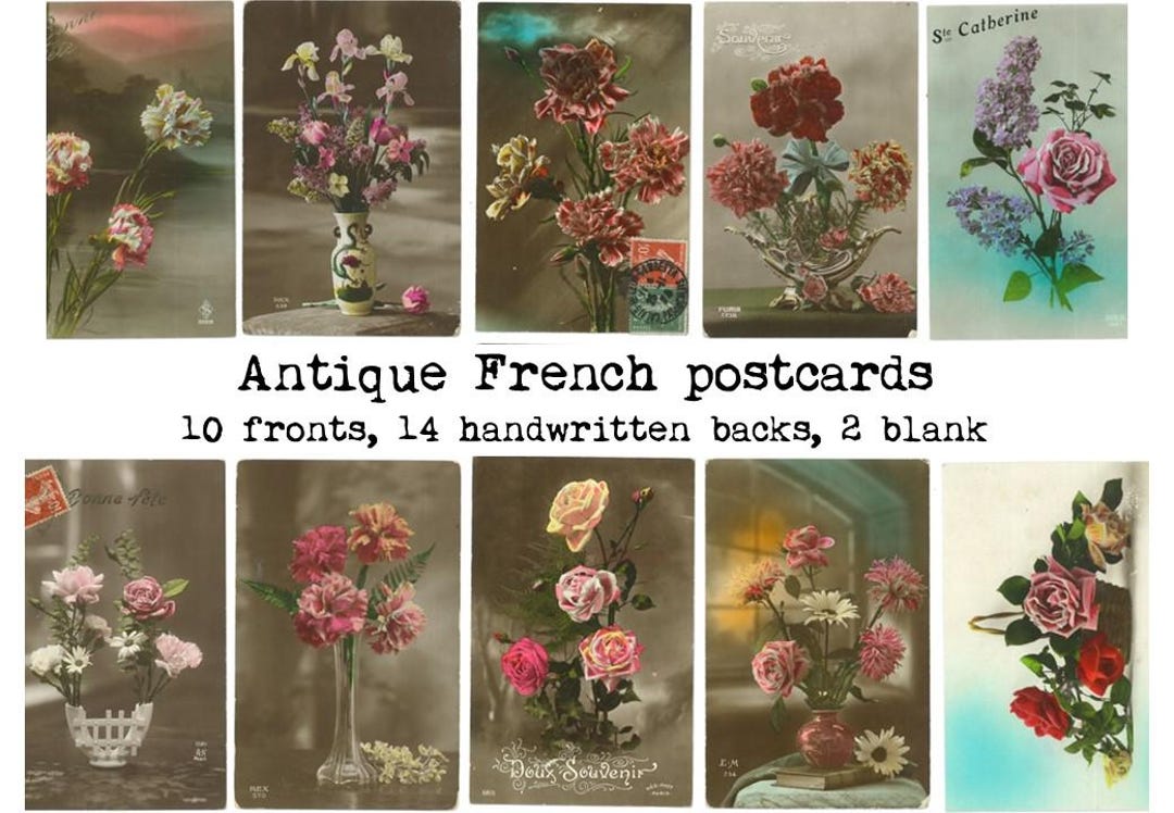 Printable Antique French Postcards for Junk Journals, Front & Back - Etsy