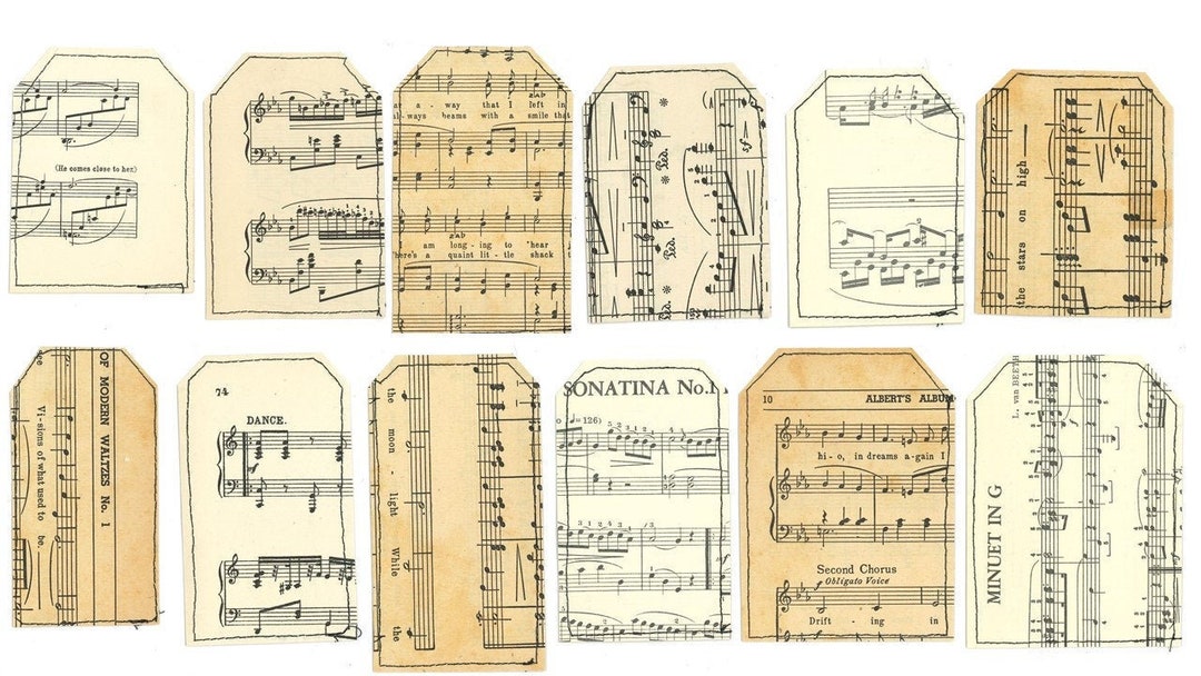 Printable Music Paper Tags - Instant Digital Download - Etsy