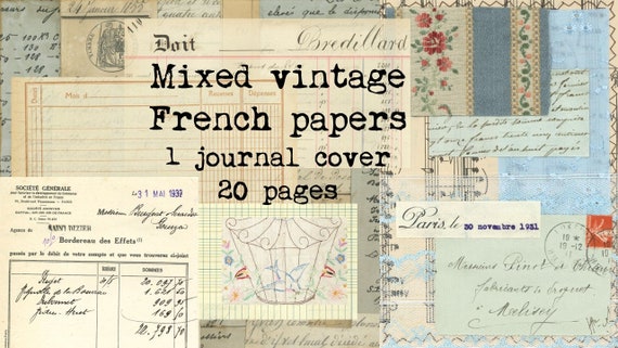 Vintage French Papers 1 Journal Cover & 20 Pages Digital Kit - Etsy