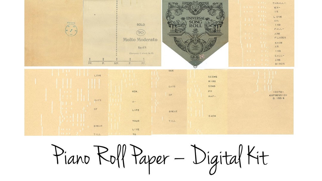 Vintage Piano Roll Paper, Digital Kit for Junk Journals - Etsy
