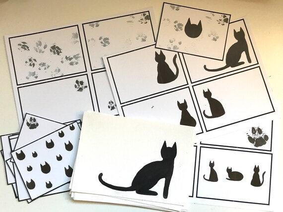 Black cat kit digital kit for junk journals printable cards | Etsy