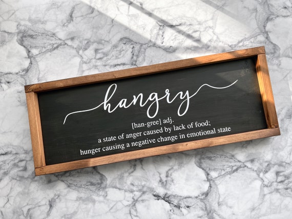 Hangry Kitchen Decor Large Framed Rustic Farmhouse Look Sign | Etsy