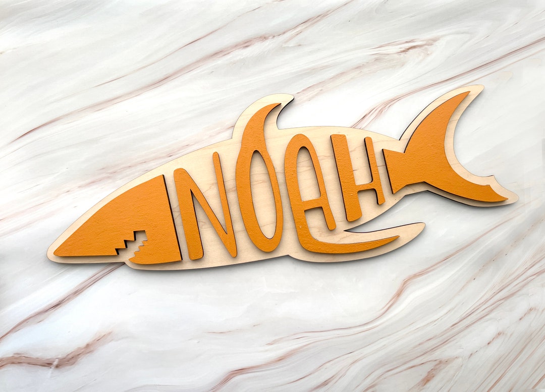 3D Custom Kids Room Decor, Shark Wooden Name Sign, Baby Nursery, Boys ...