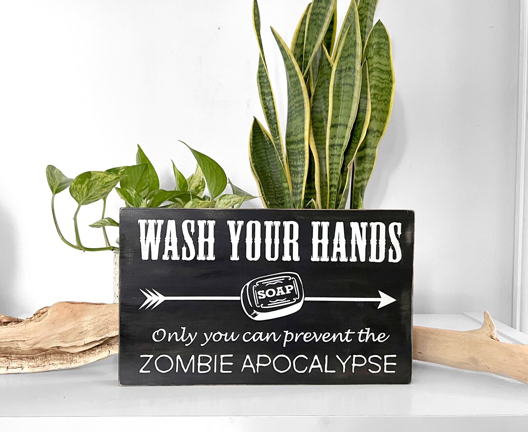 Zombie Apocalypse Bathroom Wood Sign, Funny Home Decor - Etsy