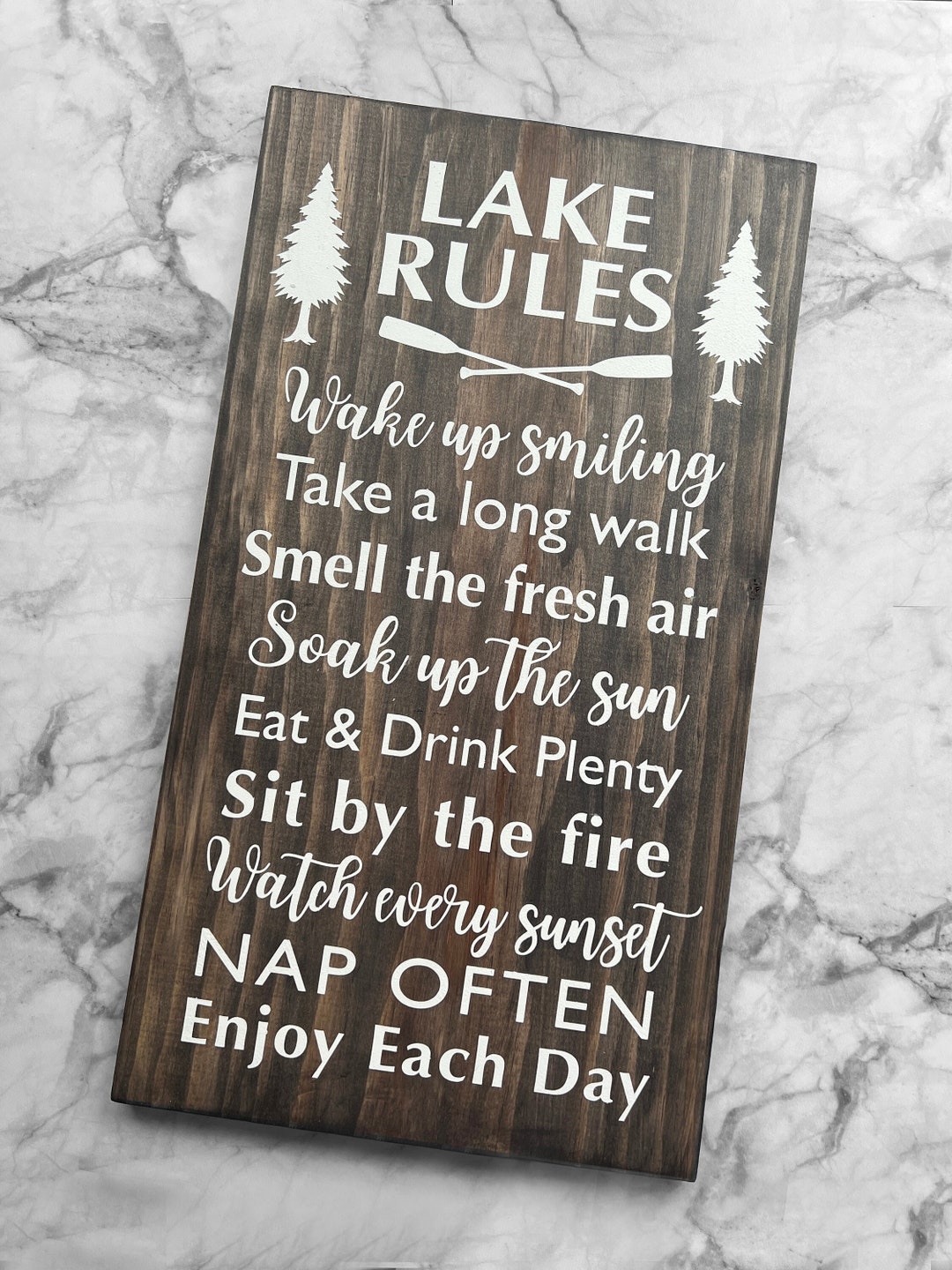 Lake Rules Sign, Lakehouse and Cabin Decor, Gift for Adventurer, Large ...