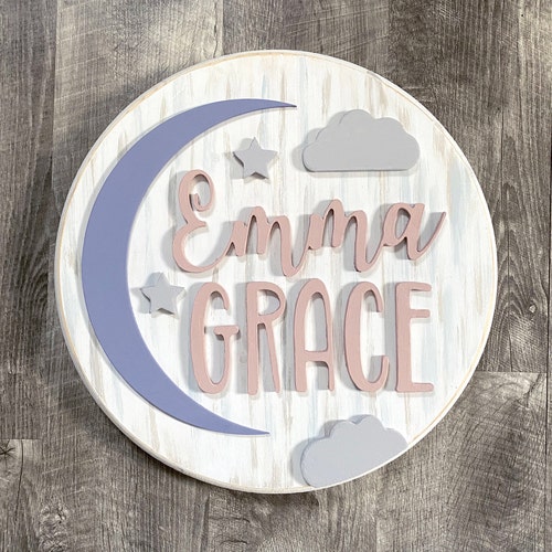 Customized Baby Name Sign Children's Nursery Decor | Etsy