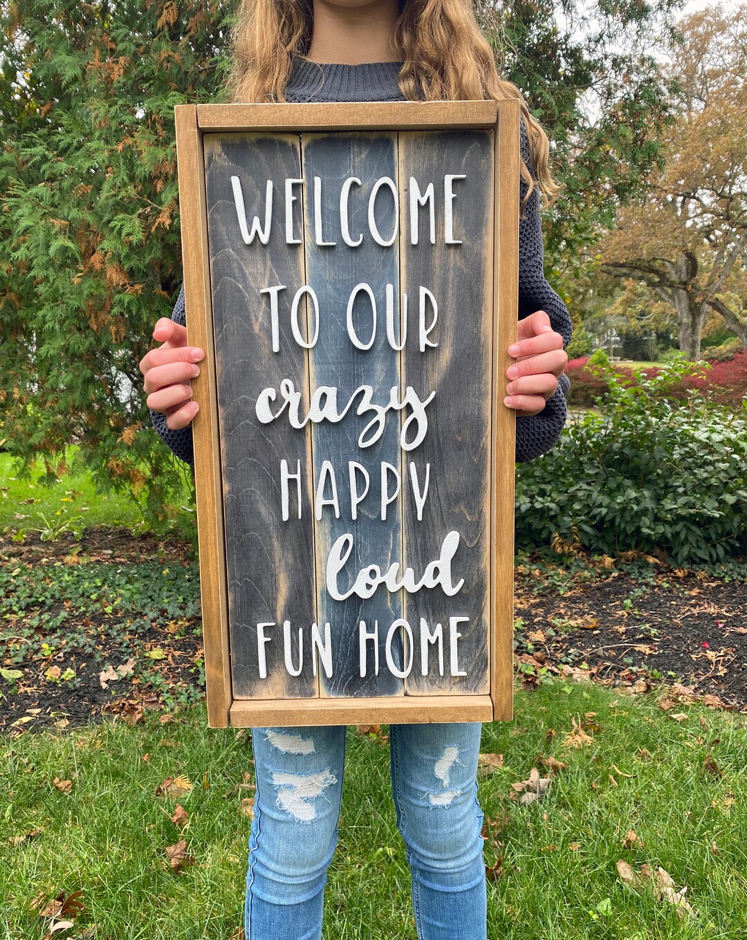 Welcome to Our Crazy, Happy, Loud, Fun Home Rustic Wood Sign. Family ...