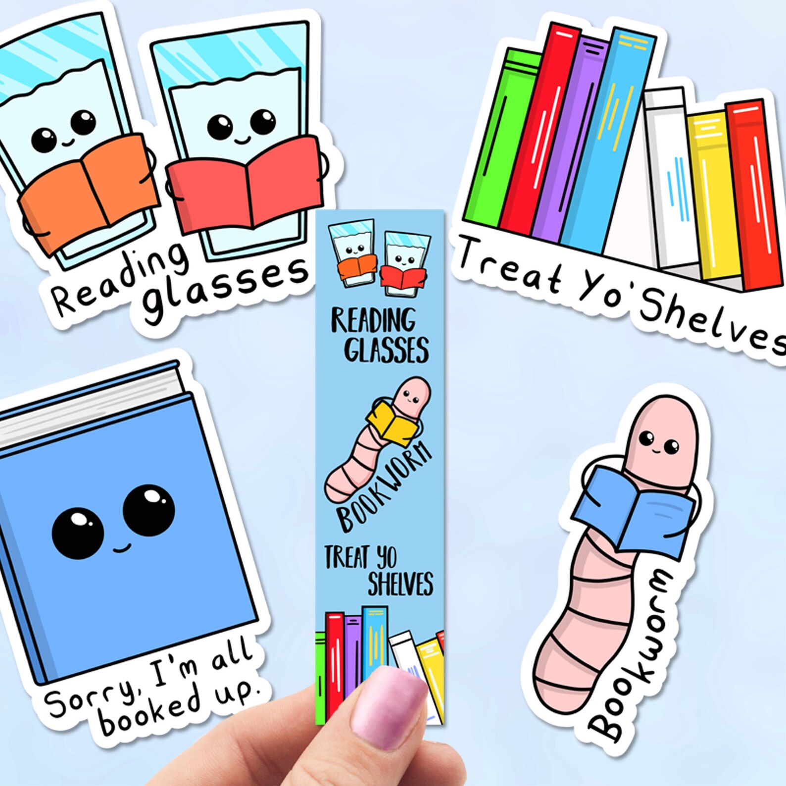 Book sticker pack Reading Puns laptop decal | Etsy