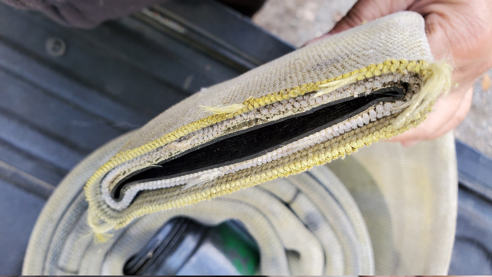 Decommissioned Fire Hose BY THE FOOT - 1.5 to 1.75" Diameter - 3" Flat ...