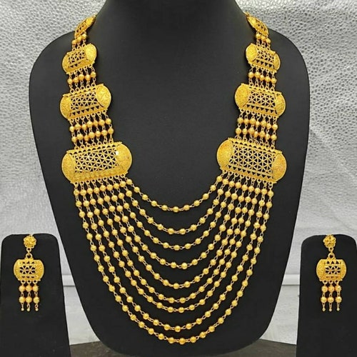 Traditional Gold Plated Antique Temple Jewellery Necklace Set | Etsy