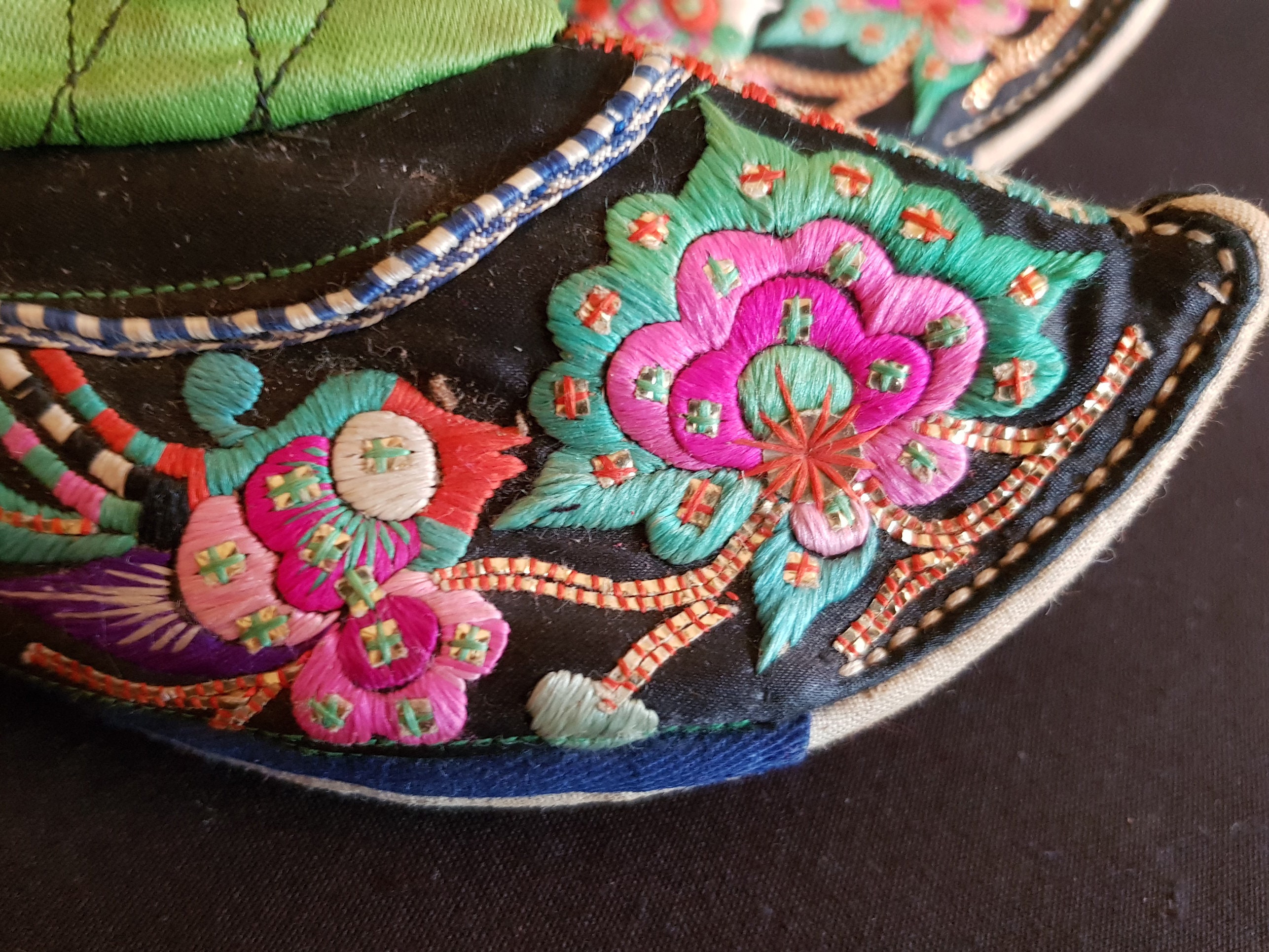 Vintage Chinese Tribal Miao Embroidered Handmade Silk Boots From Yunnan ...