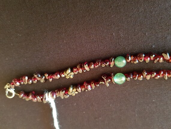 Vintage handcrafted coral and garnet chip Tibetan tri… - Gem