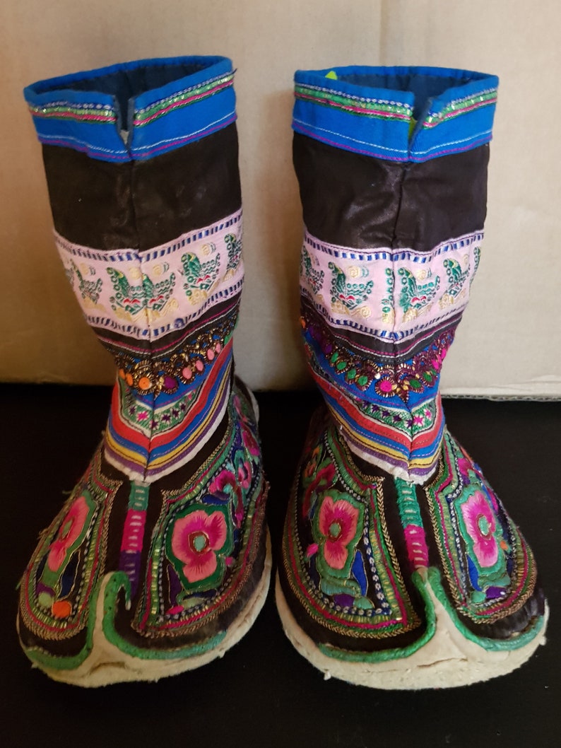 Chinese Tribal Miao Embroidered Handmade Boots From Yunnan Province, SW ...