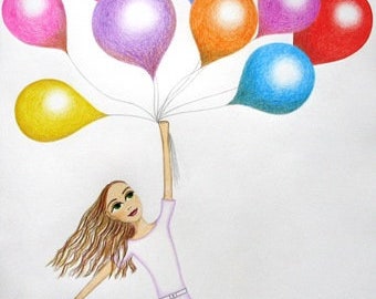 Girl drawing | Etsy