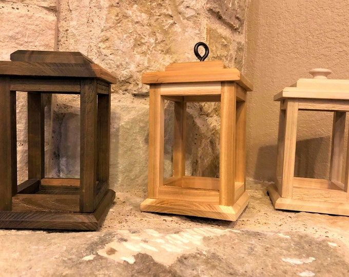 Handmade Medium Rustic Distressed Wooden Candle Holder Lantern *5 Color ...