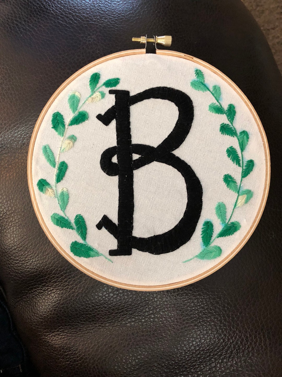 Cursive Initial Botanical Embroidery Hoop - Etsy