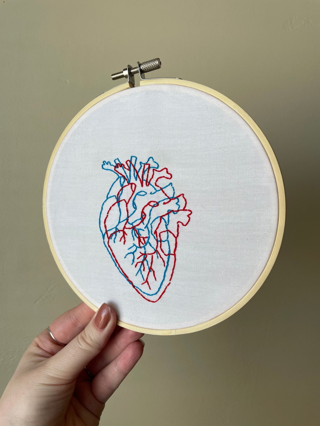 3D Effect Anatomical Heart Embroidery Hoop - Etsy