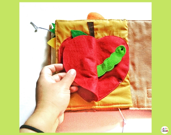 Handmade Personalized Quiet Book, Sound Apple Activity With Caterpillar ...