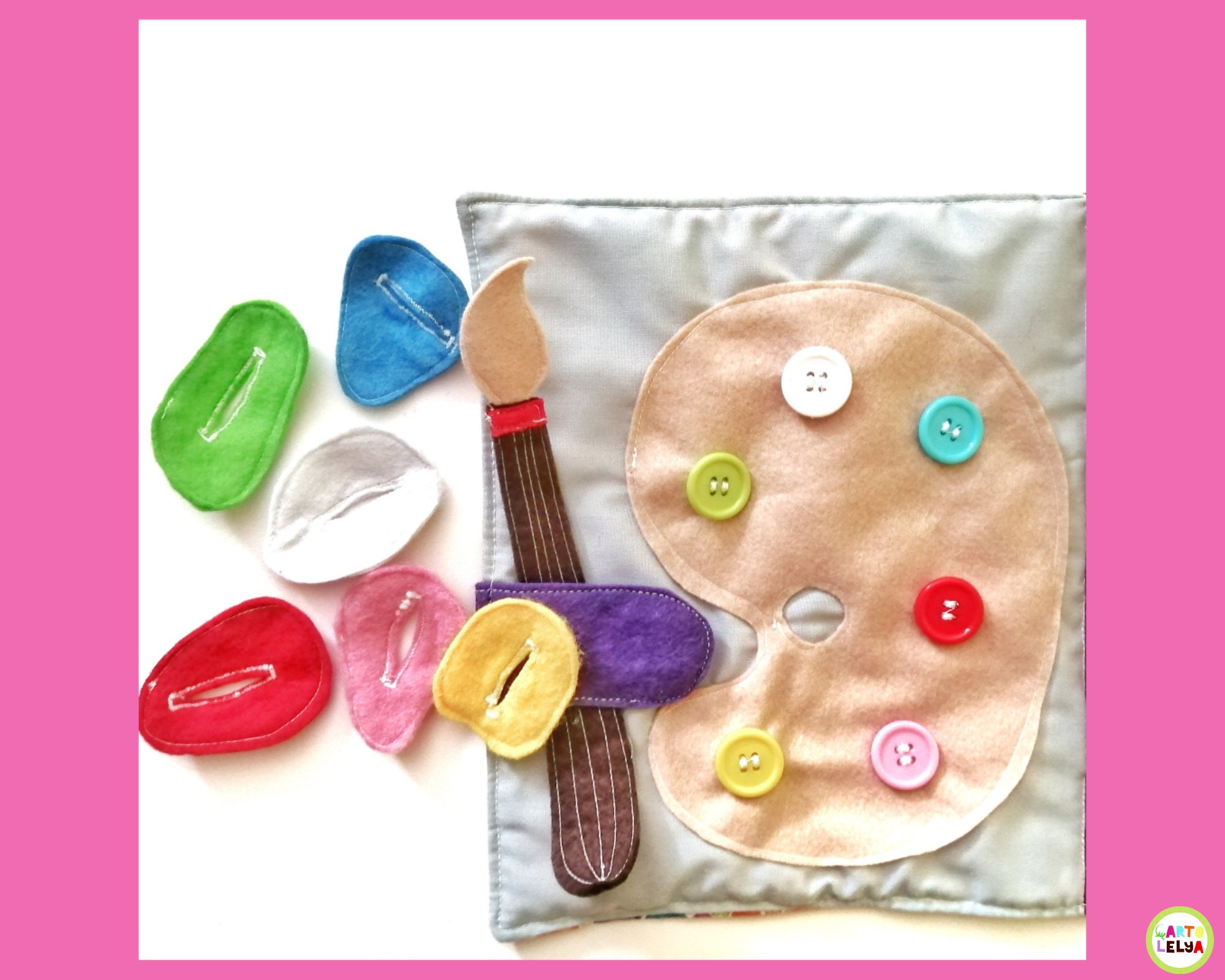 Color Palette Activity With Buttons, Handmade Quiet Book for Kids 3 ...