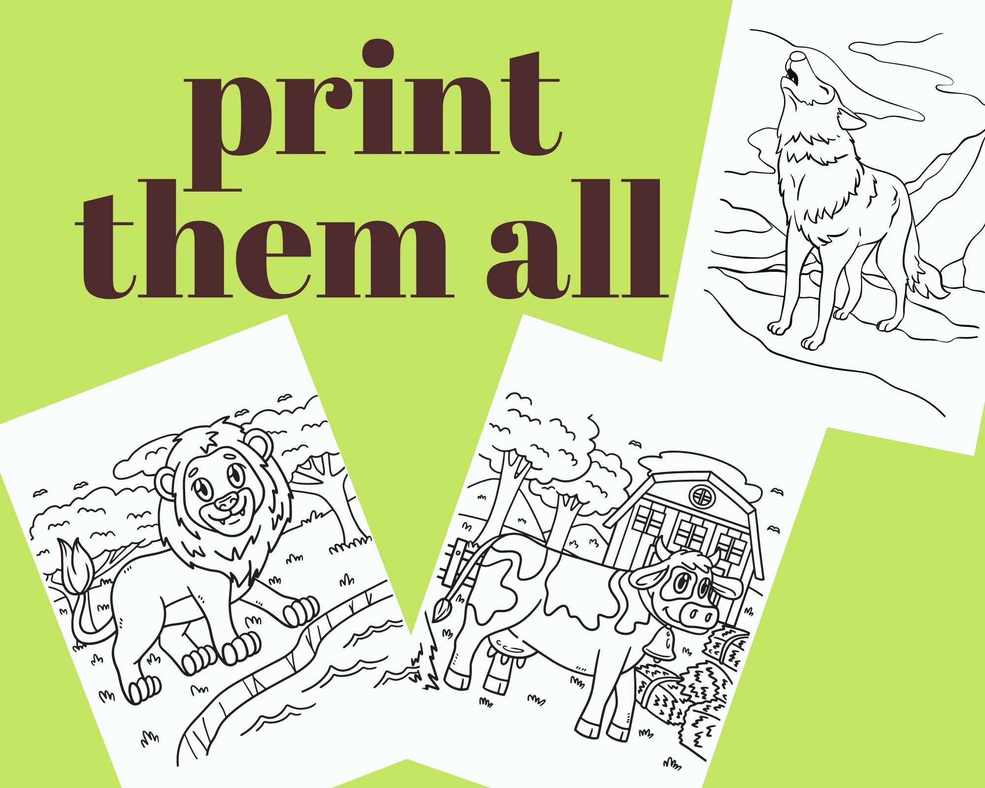 40 Drawings to Print and Color for Children With Many Animals Giraffe ...