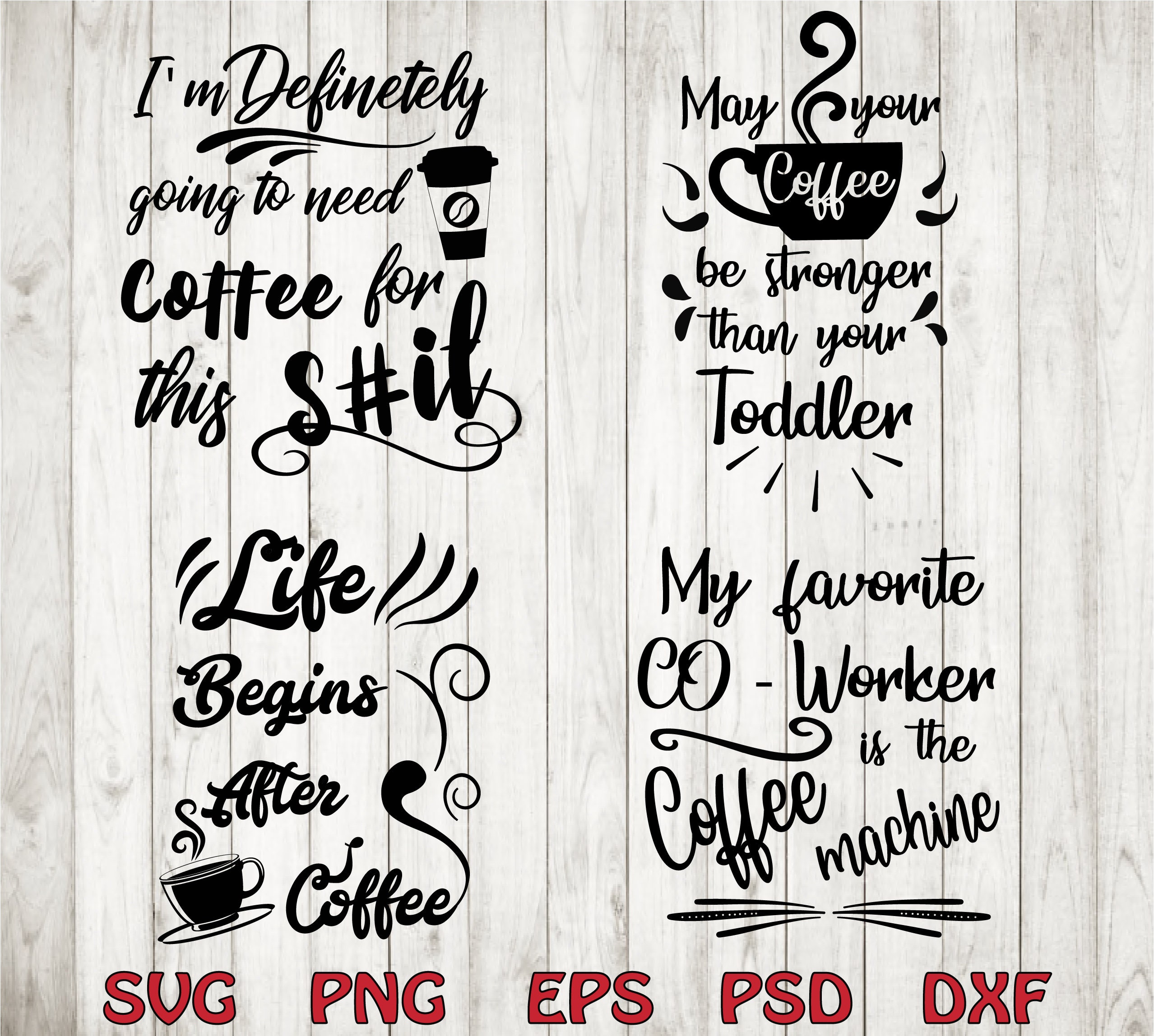 4 x Coffee quotes SVGfunny quotes svgcoffee svgcoffee quote | Etsy