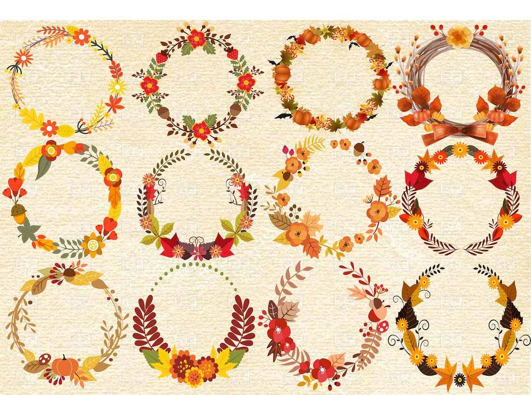 12xautumn Wreaths, Printable Flowers, Automn Flowers,autumn Decoration ...