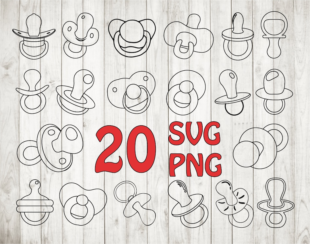 20 X Baby Pacifier Bundle, Baby Pacifier Svg, Pacifier Svg, Pacifier ...