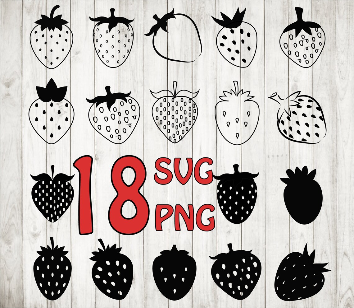 18 X Strawberry SVG Bundlestrawberry Silhouette | Etsy