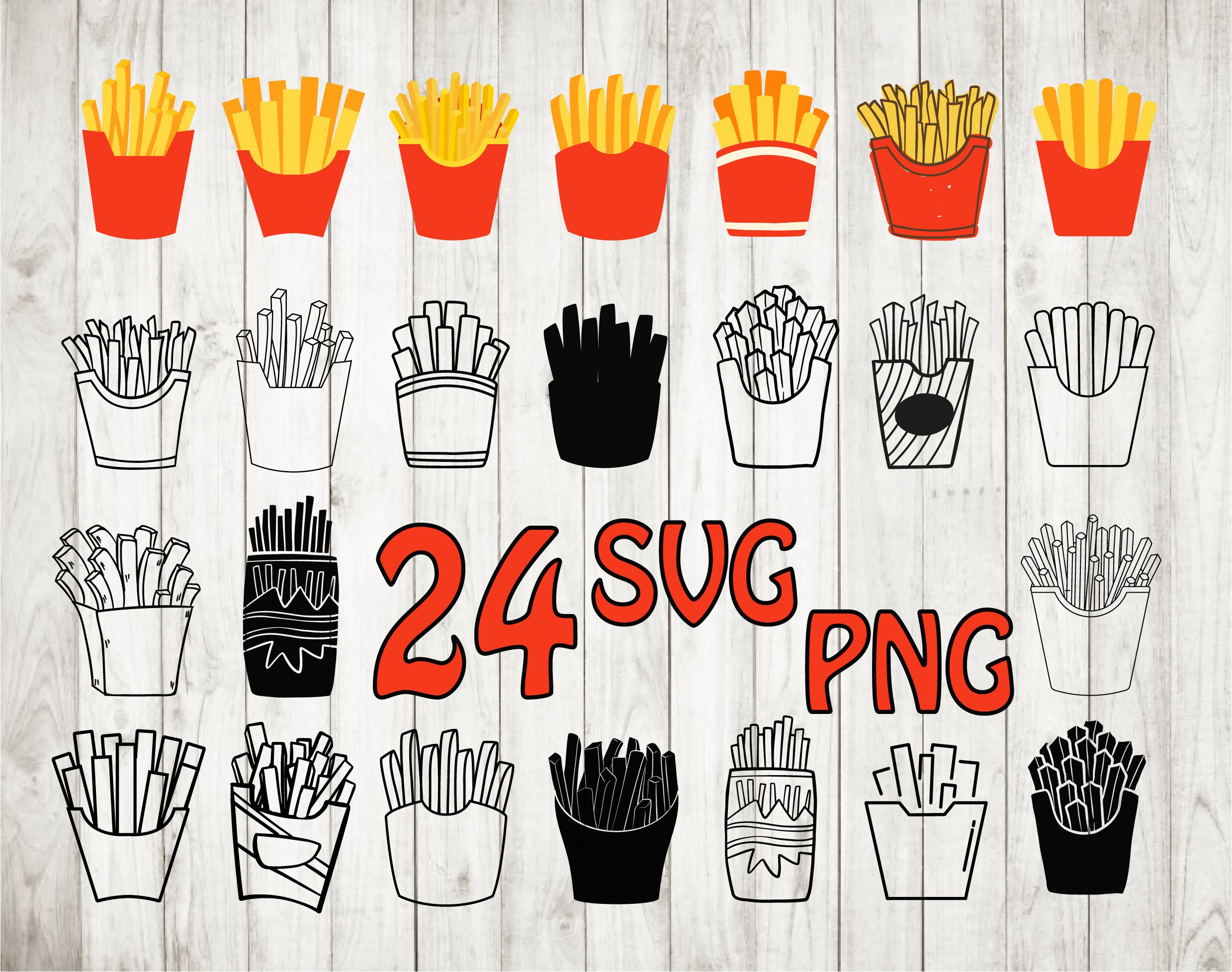24 X French Fries SVG Bundle, French Fries Svg, French Fries Cut File ...