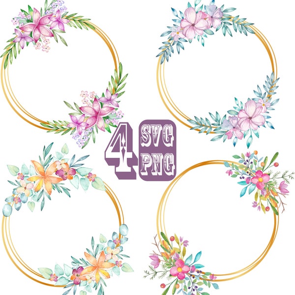 Flower Circle Clip Art - Etsy