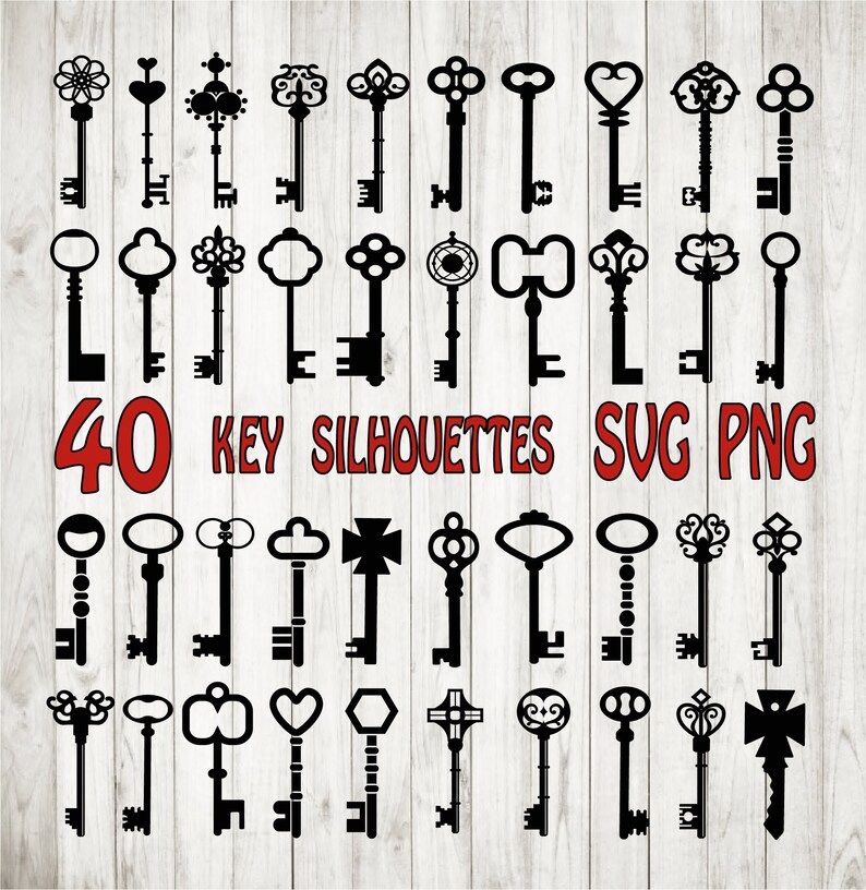 40 X Keys Silhouettes BUNDLE SVG Keys SVG Keys Cut Files | Etsy