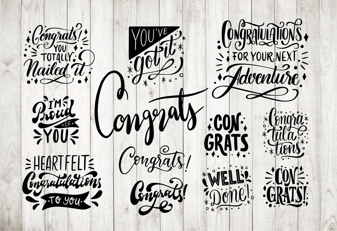 12 X Congrats Bundle SVG Congrats SVG Congratulations SVG | Etsy