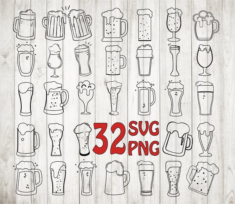 32 X Beer SVG Bundle,beer Svg,beer Silhouette Svg, Beer Clipart, Beer ...