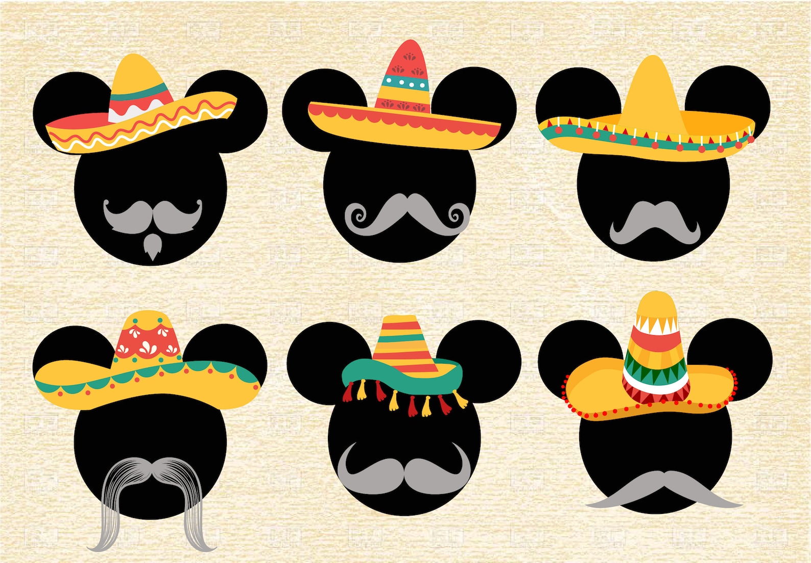 6 X Cinco De Mayo Mickey SVG, Mexican Mickey Svg, Sombrero Mickey Svg ...