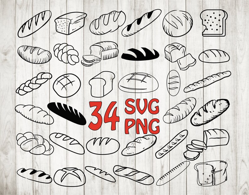 34 X Bread SVG Bundle Bread Svg Bread Silhouette Svg Bread | Etsy