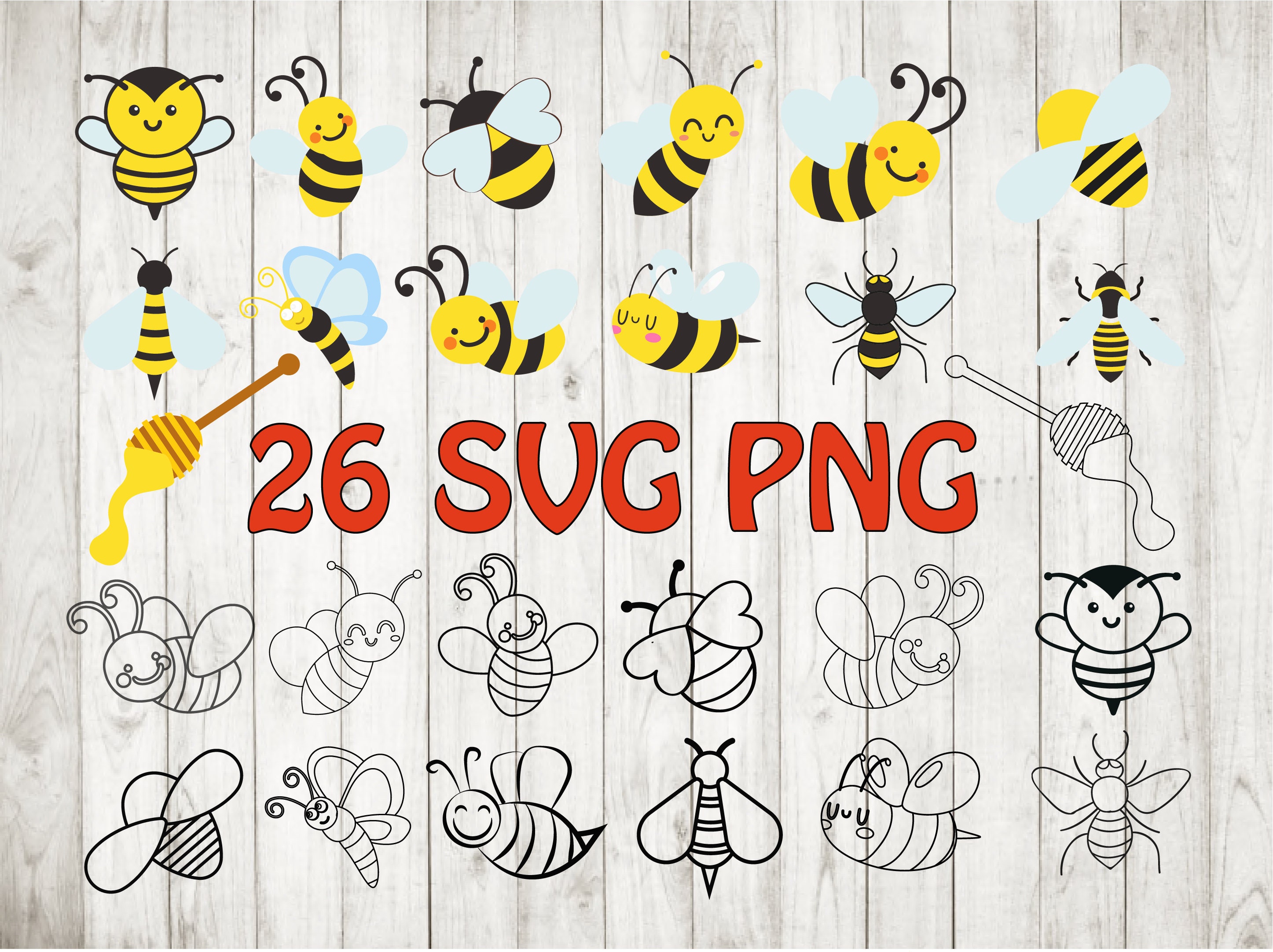 26 x Paquete de abejas silueta de abeja abeja svg archivo - Etsy España