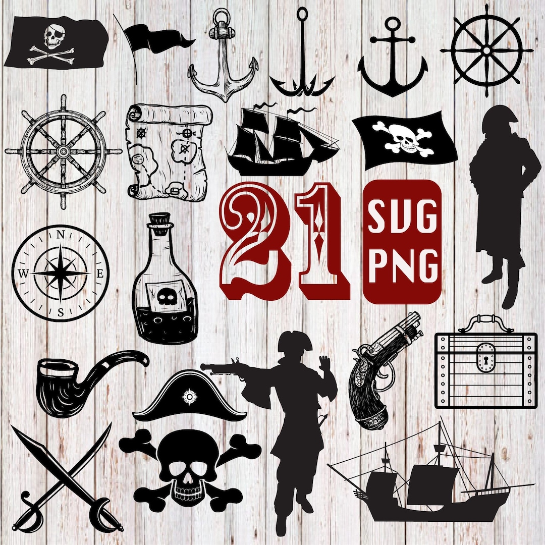 21 X Pirate SVG Bundle,pirates Silhouettes, Pirate Clipart,pirates Svg ...