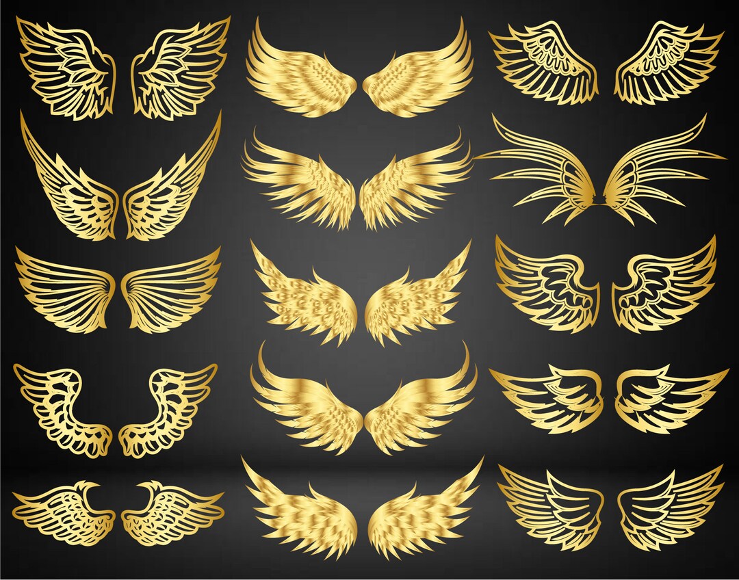 15 x alas SVG, alas de ángel, archivo de corte de alas, ángel svg ...